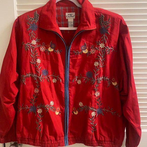 Koret | Jackets & Coats | Vintage Koret City Blues Red Jacket Floral Xl ...